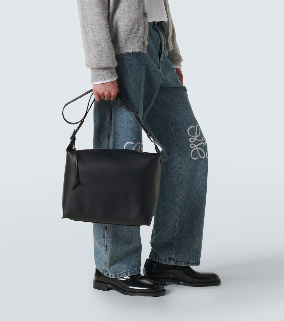 Cubi leather crossbody bag in black - Loewe | Mytheresa