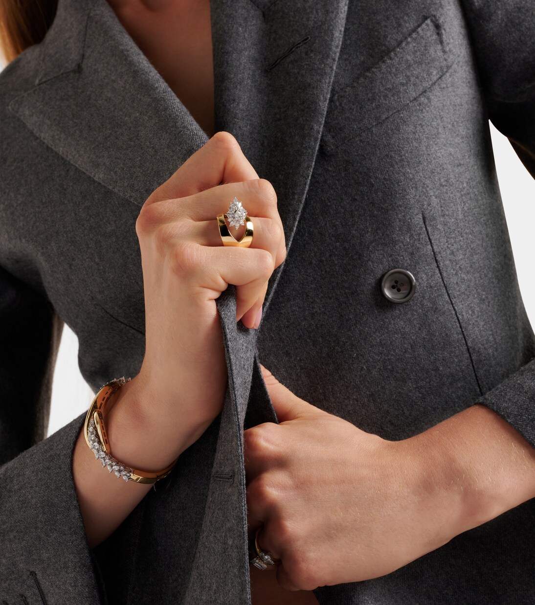 Golden Strada 18kt gold ring with diamonds in gold - Yeprem | Mytheresa