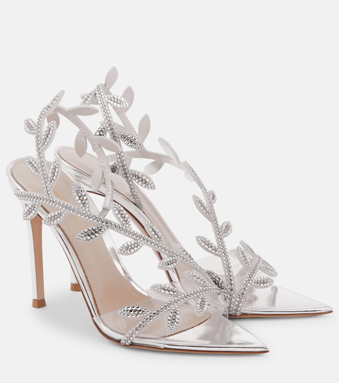 Flavia 105 embellished mirrored leather sandals in silver - Gianvito Rossi | Mytheresa