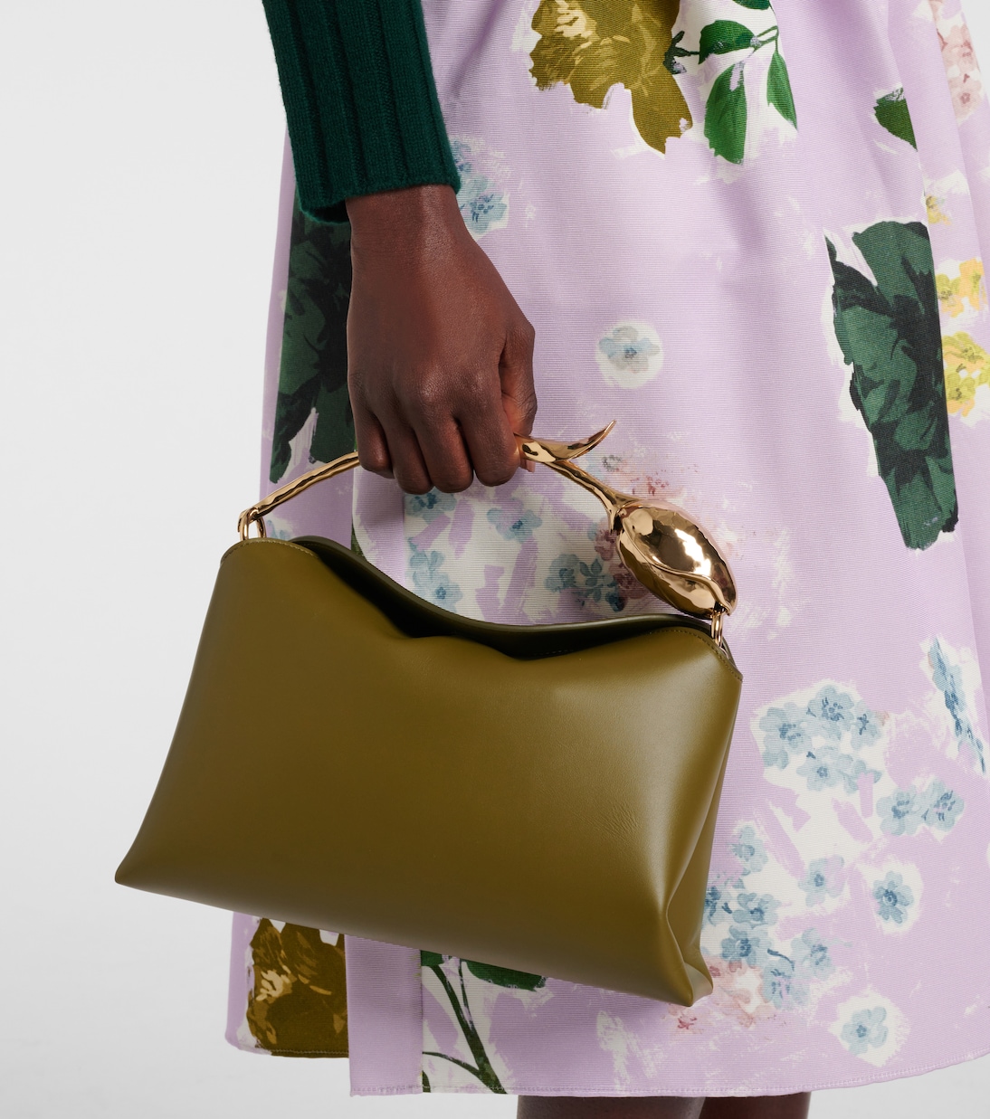 Bloom Medium leather tote bag in green - Erdem | Mytheresa