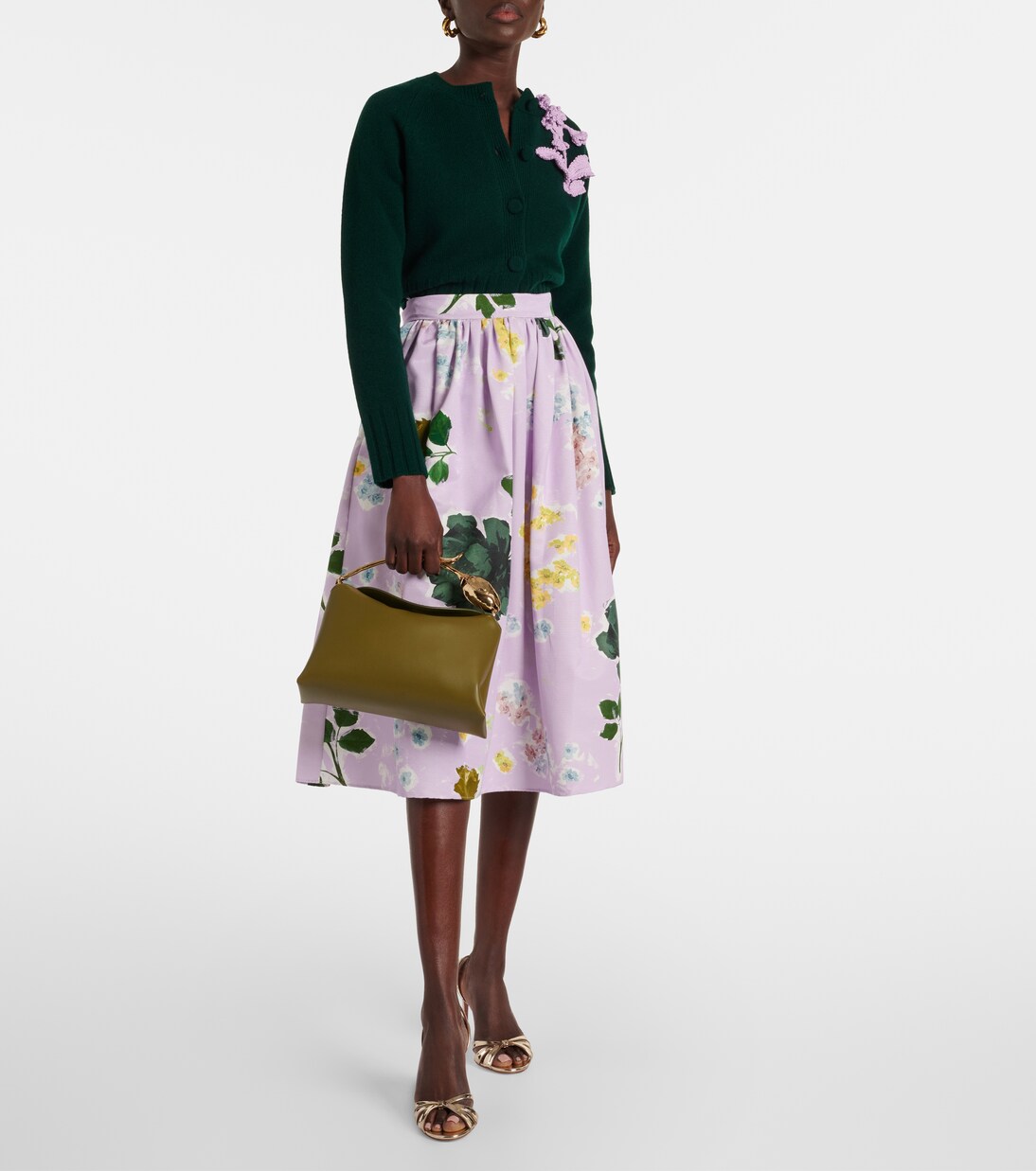 Tote Bloom Medium de piel en verde - Erdem | Mytheresa