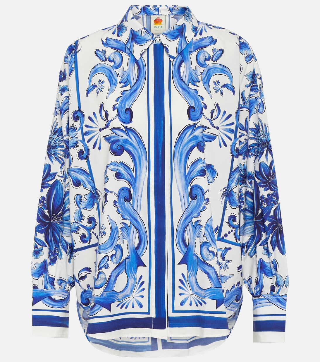 Garden Tiles cotton shirt in white - Farm Rio | Mytheresa