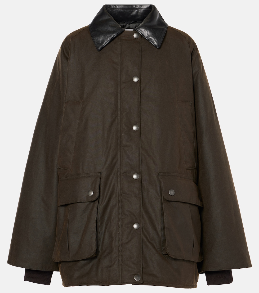 Waxed oversized canvas cotton jacket in brown - Miu Miu | Mytheresa