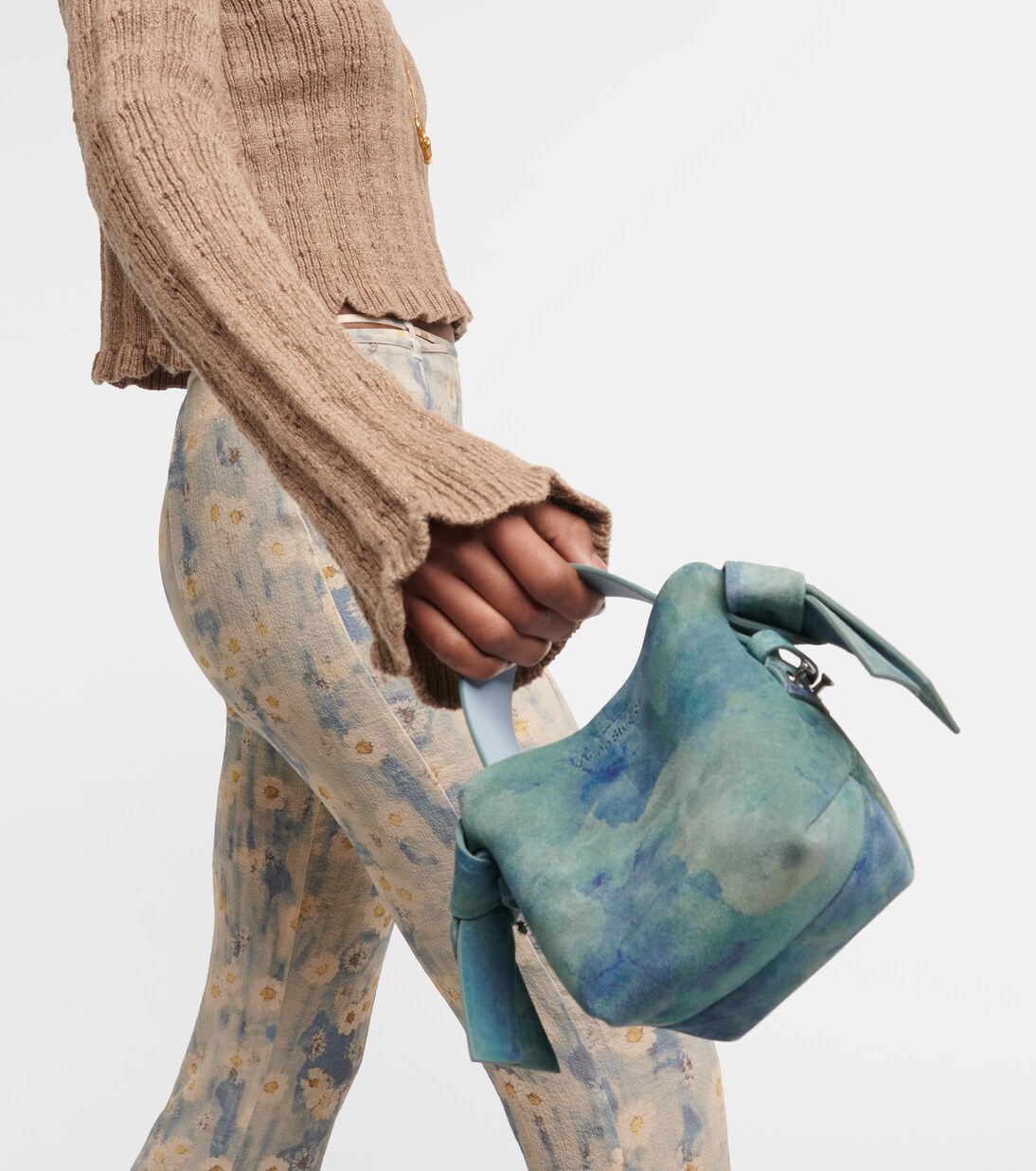 Musubi Micro suede crossbody bag in blue - Acne Studios | Mytheresa