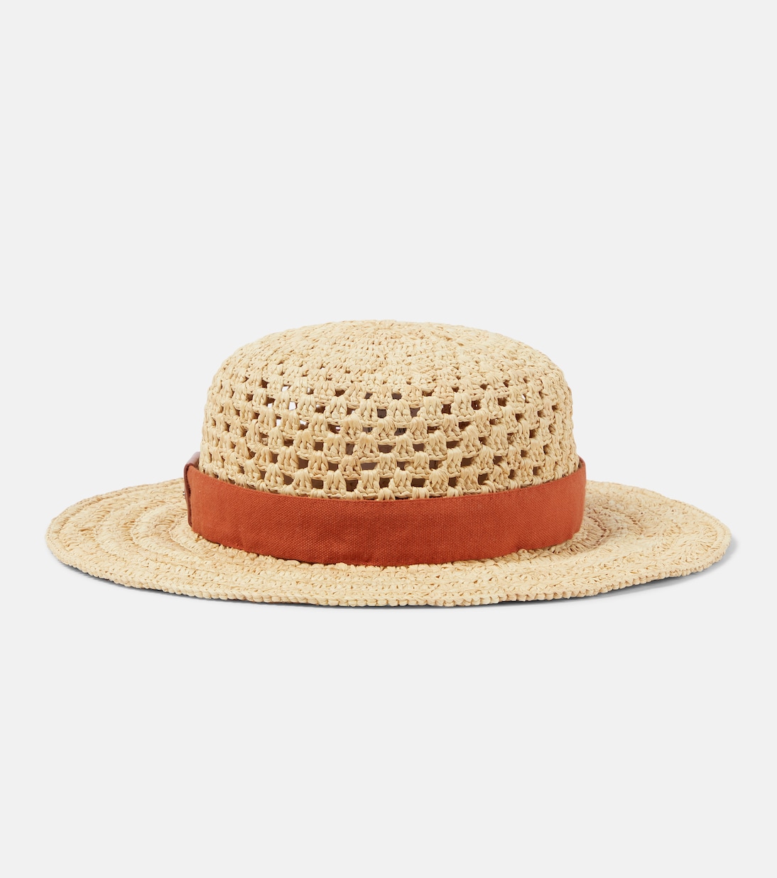 Leather-trimmed raffia hat in beige - Chloe | Mytheresa