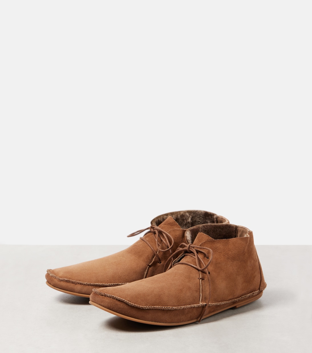 Tyler shearling-lined suede moccasins in brown - The Row | Mytheresa