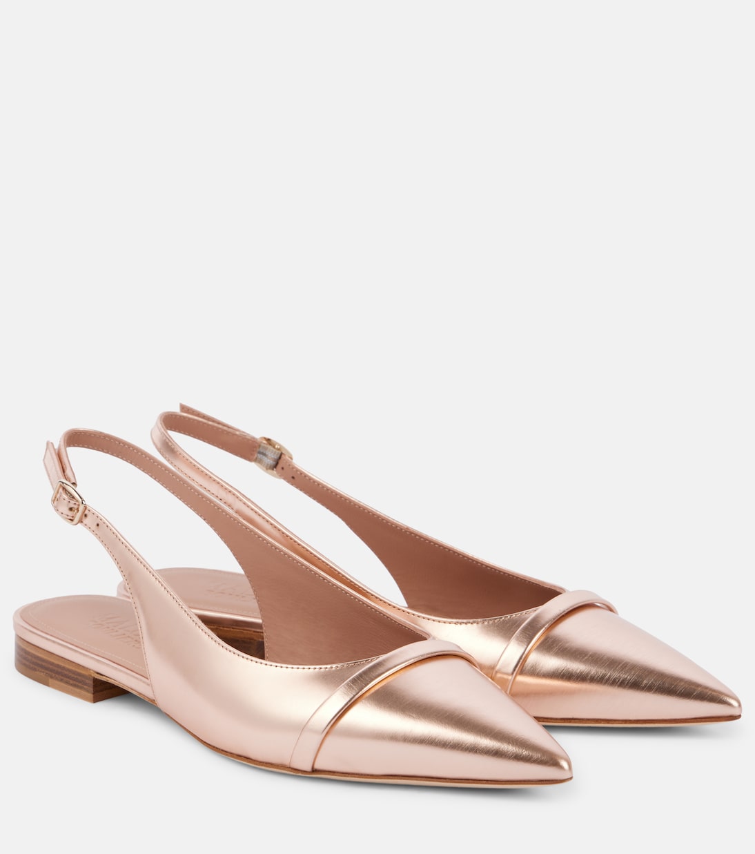 Jama metallic leather slingback ballet flats in pink - Malone Souliers ...