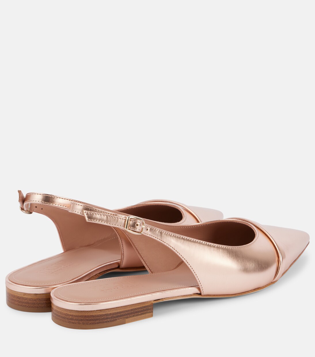 Jama metallic leather slingback ballet flats in pink - Malone Souliers ...