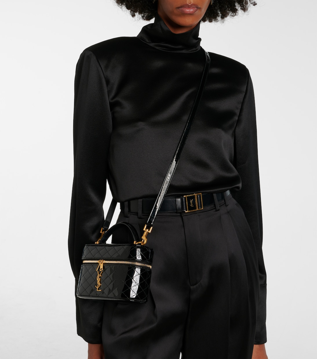 Gaby quilted patent leather vanity bag in black - Saint Laurent | Mytheresa