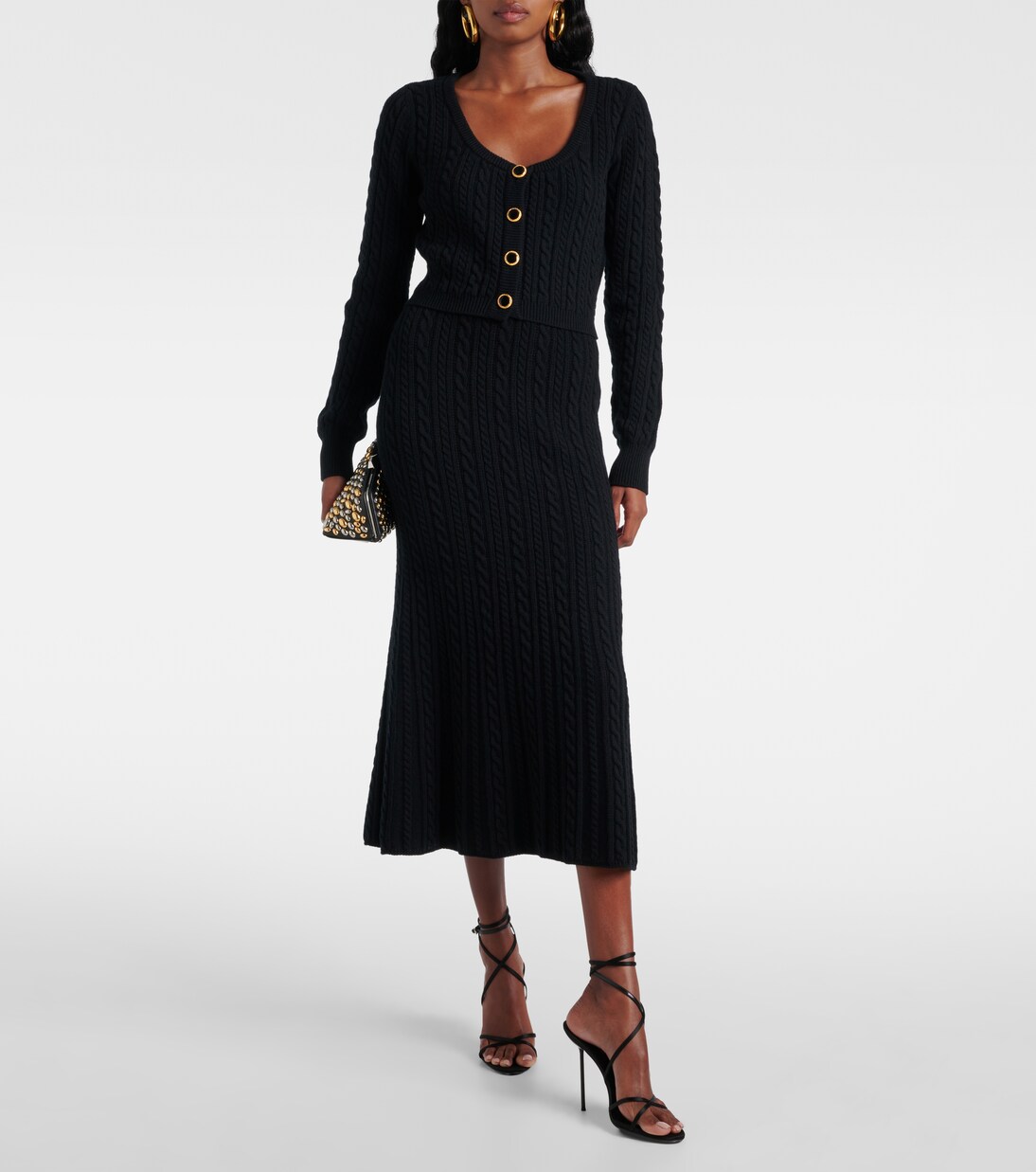 Cable-knit wool cardigan in black - Alessandra Rich | Mytheresa