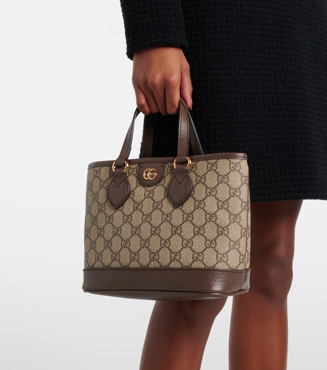 Ophidia Mini leather-trimmed tote bag in beige - Gucci | Mytheresa