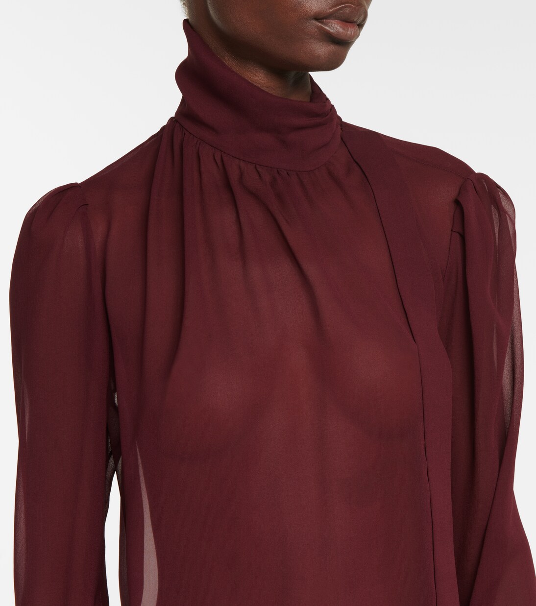 Sheer silk crêpe blouse in red - Saint Laurent | Mytheresa
