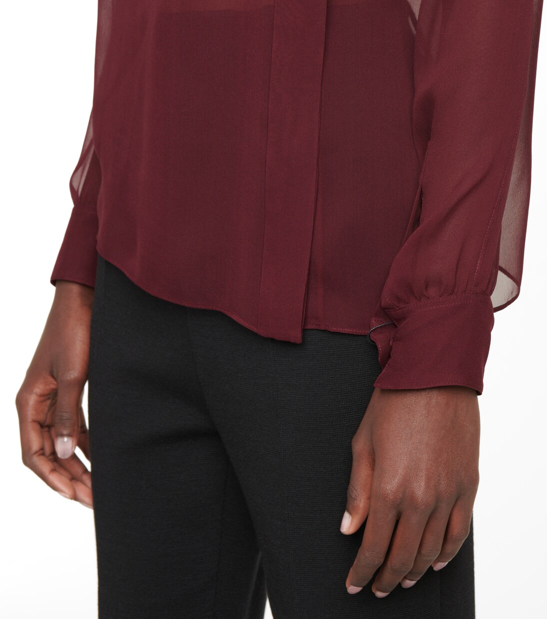 Sheer silk crêpe blouse in red - Saint Laurent | Mytheresa