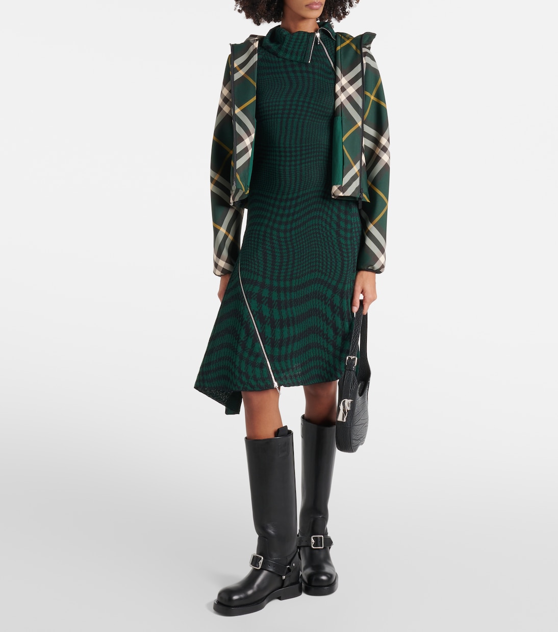 Burberry Check wool-blend midi dress in green - Burberry | Mytheresa
