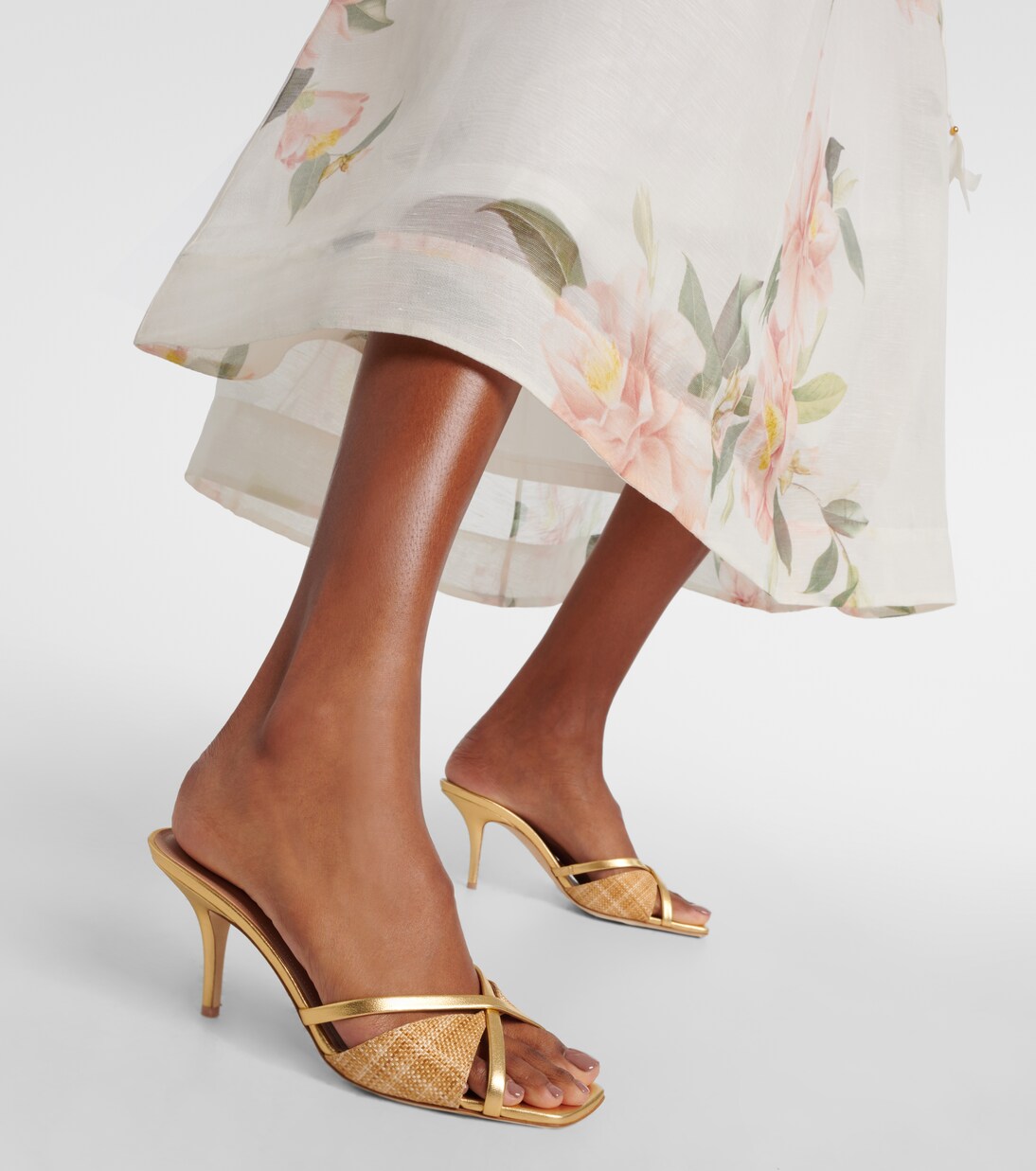 Penn 70 raffia leather-lined mules in yellow - Malone Souliers | Mytheresa