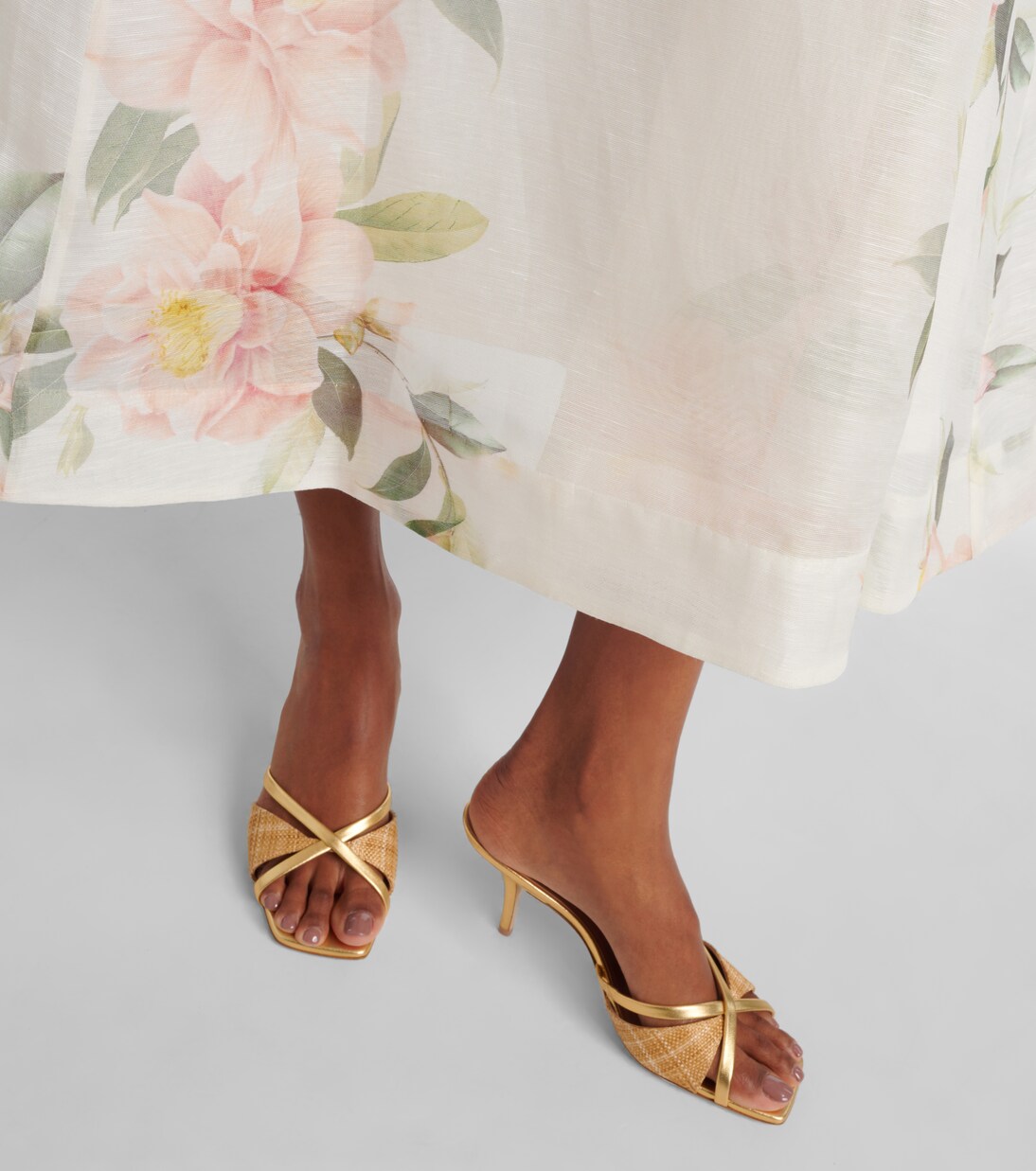 Penn 70 raffia leather-lined mules in yellow - Malone Souliers | Mytheresa