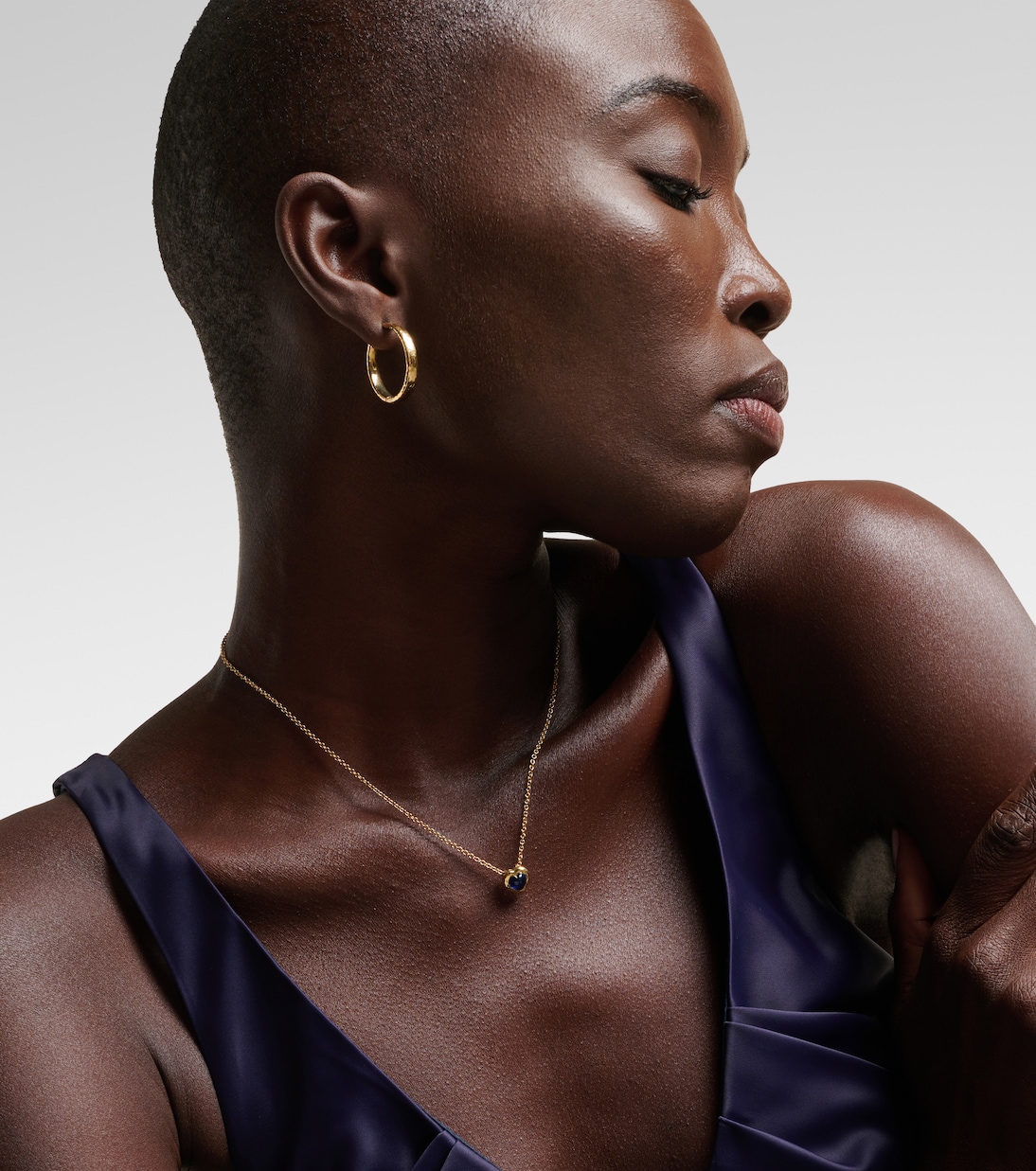 18kt gold necklace with blue sapphire in gold - Octavia Elizabeth ...