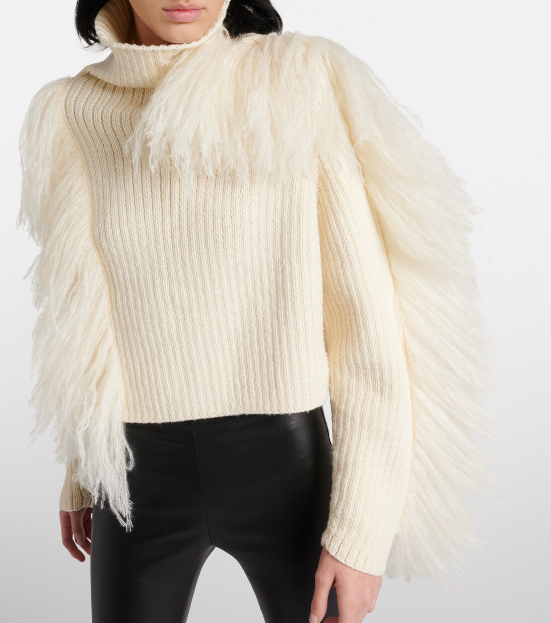 Ploma shearling-trimmed wool sweater in white - Cordova | Mytheresa