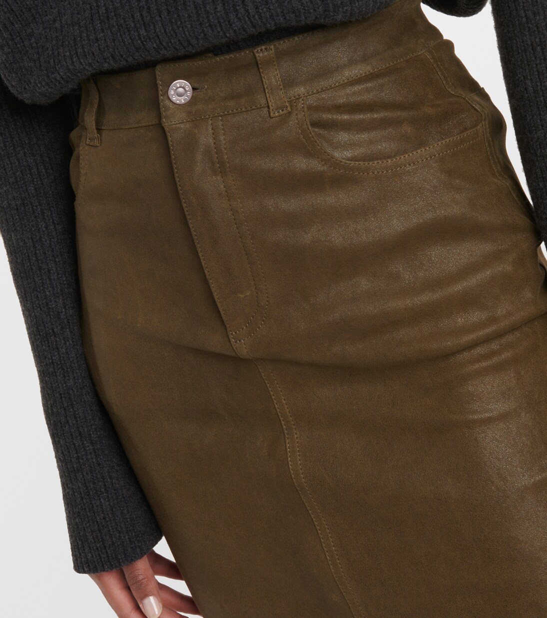 Beth leather midi skirt in green - Stouls | Mytheresa