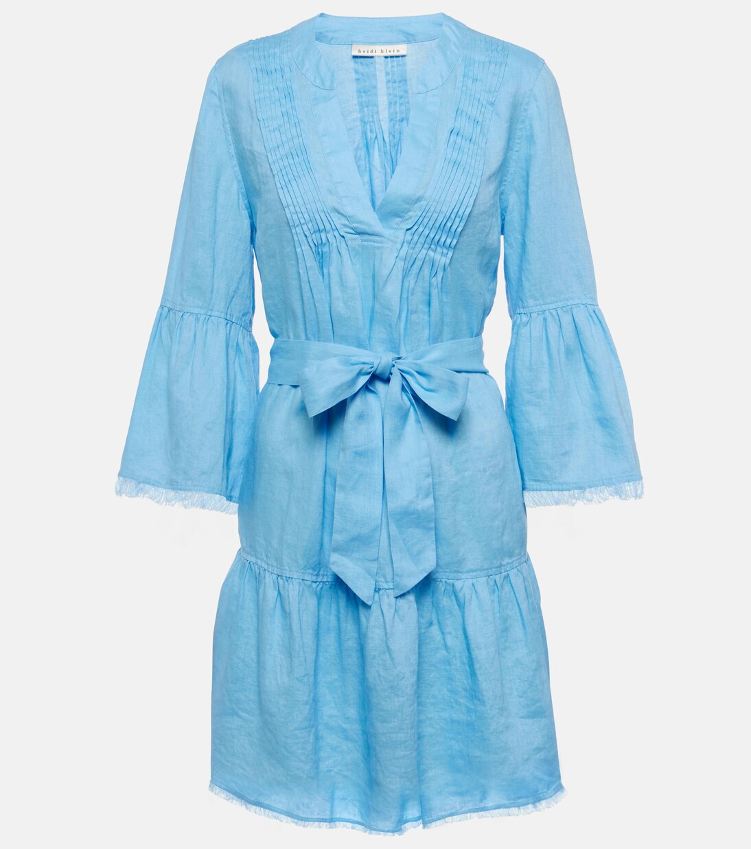 Hydra tiered linen minidress in blue - Heidi Klein | Mytheresa