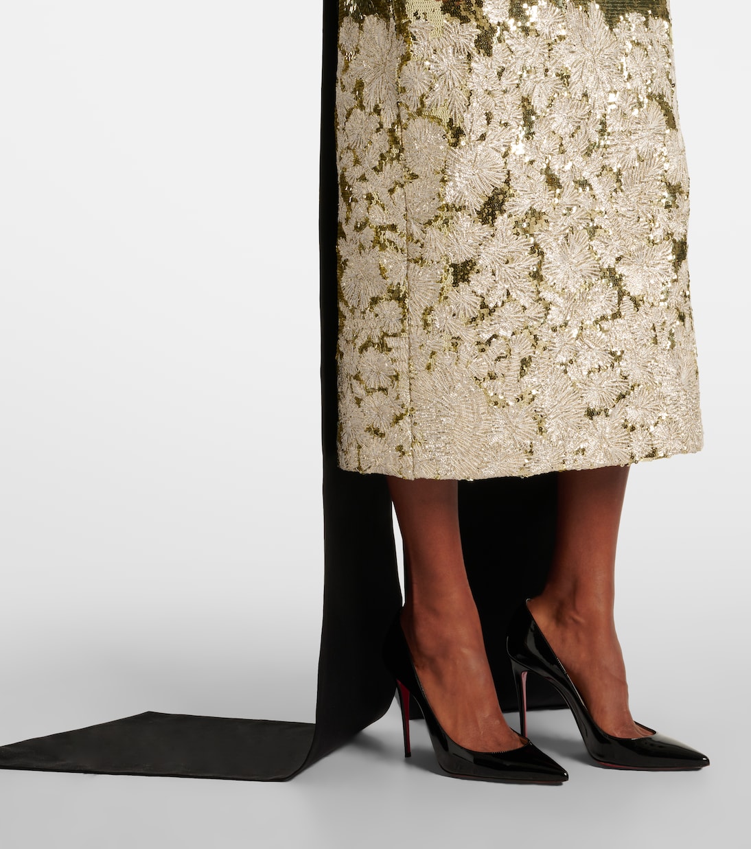 Isabetta satin-trimmed sequined gown in gold - Markarian | Mytheresa