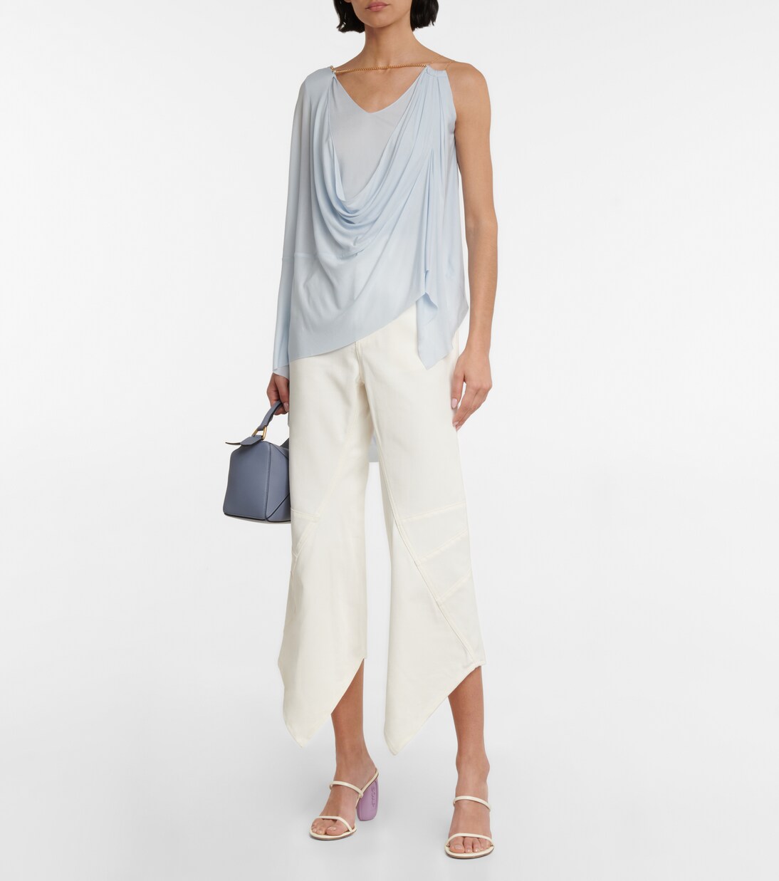 Embellished draped top in blue - Loewe | Mytheresa