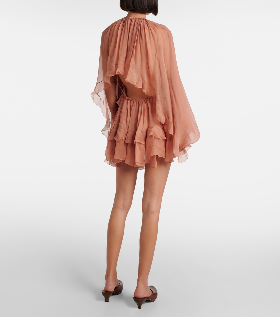 Ruffled silk muslin cape in pink - Chloe | Mytheresa