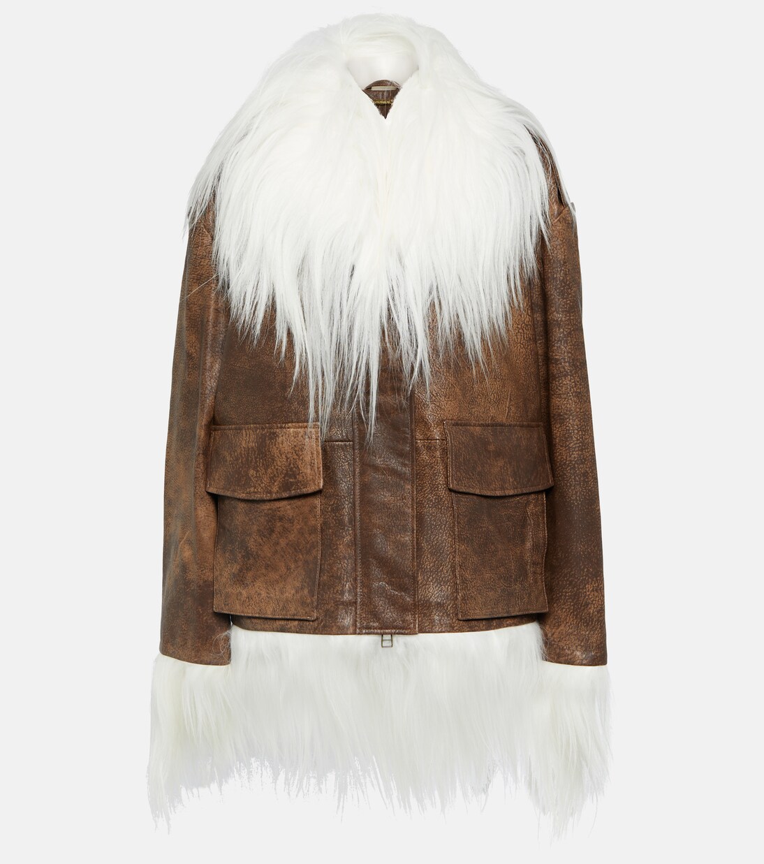 Yoyo shearling-trimmed leather jacket in brown - Dodo Bar Or | Mytheresa