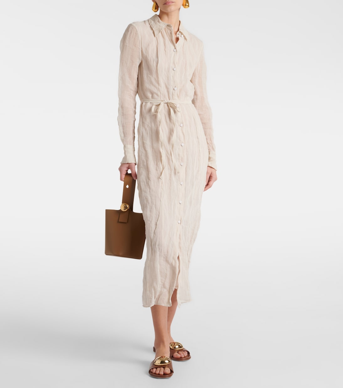 Agnes cotton and silk shirt dress in beige - Altuzarra | Mytheresa