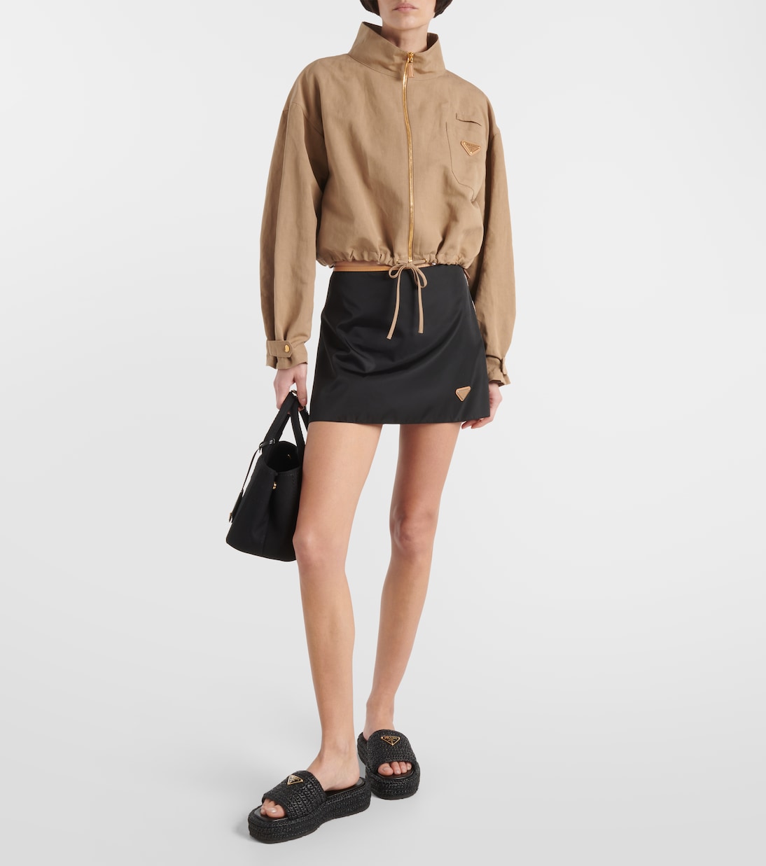 Logo espadrille slides in black - Prada | Mytheresa