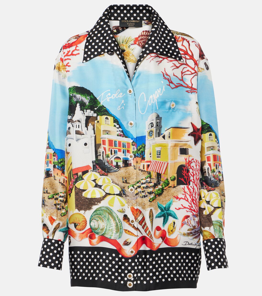 Capri printed silk satin shirt in multicoloured - Dolce Gabbana | Mytheresa
