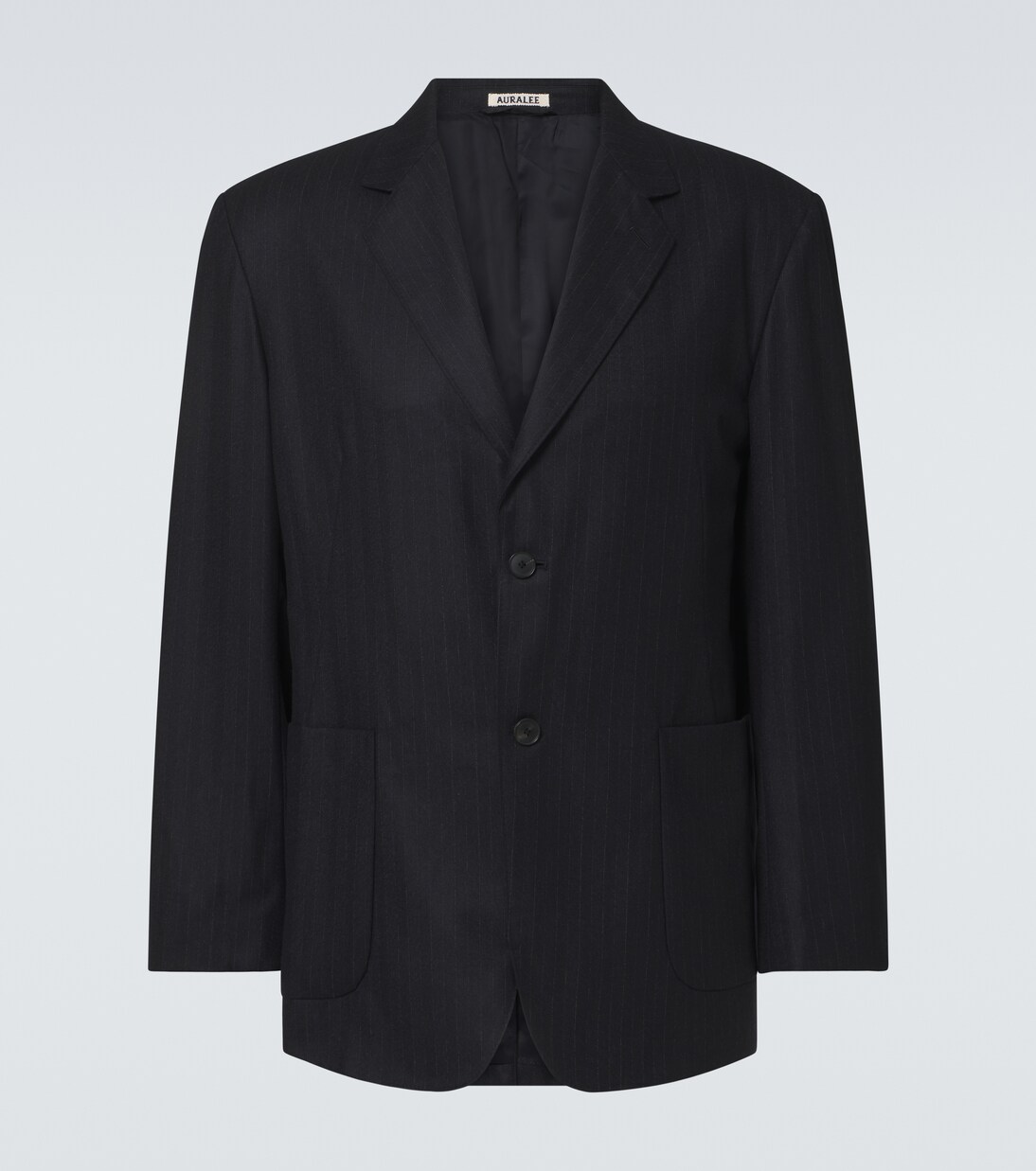 Pinstripe wool and silk flannel blazer in blue - Auralee | Mytheresa