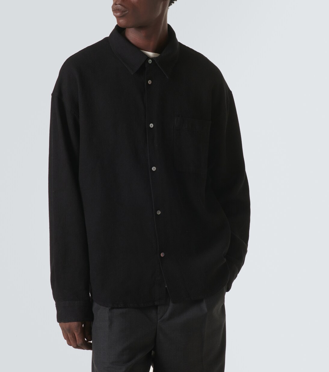 Waffle-knit shirt in black - Frame | Mytheresa