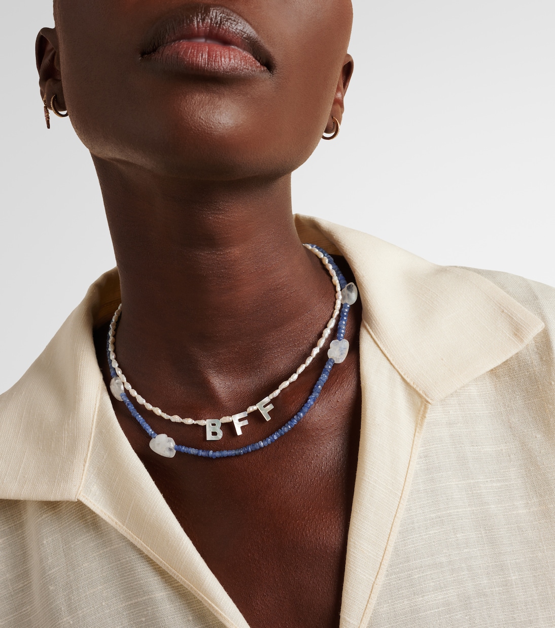 The True Blue Sky 9kt gold necklace with blue sapphires and moonstone ...