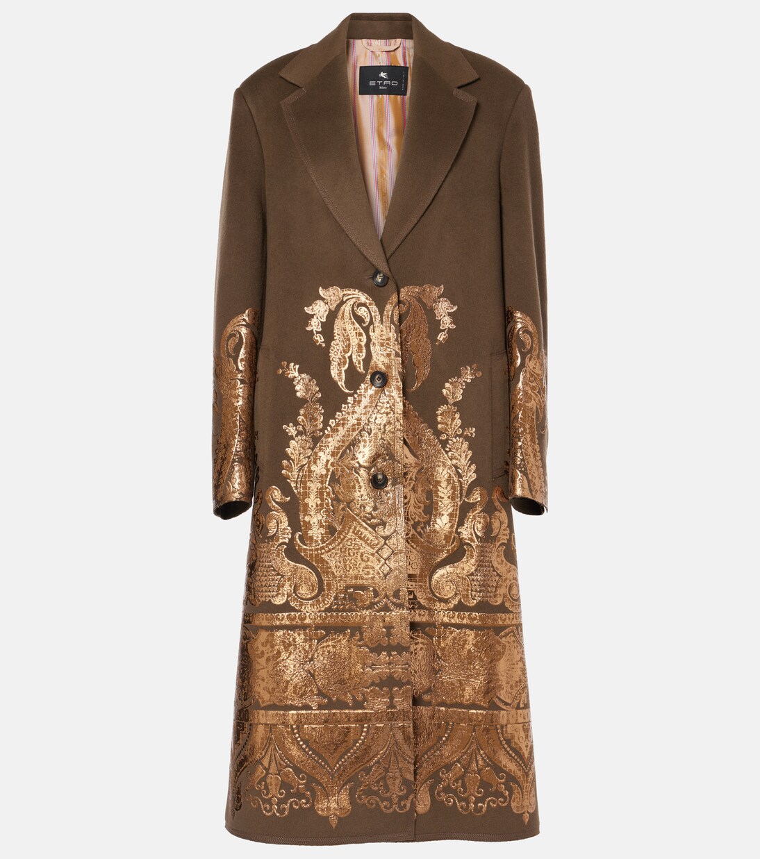 Paisley wool and cashmere coat in brown - Etro | Mytheresa
