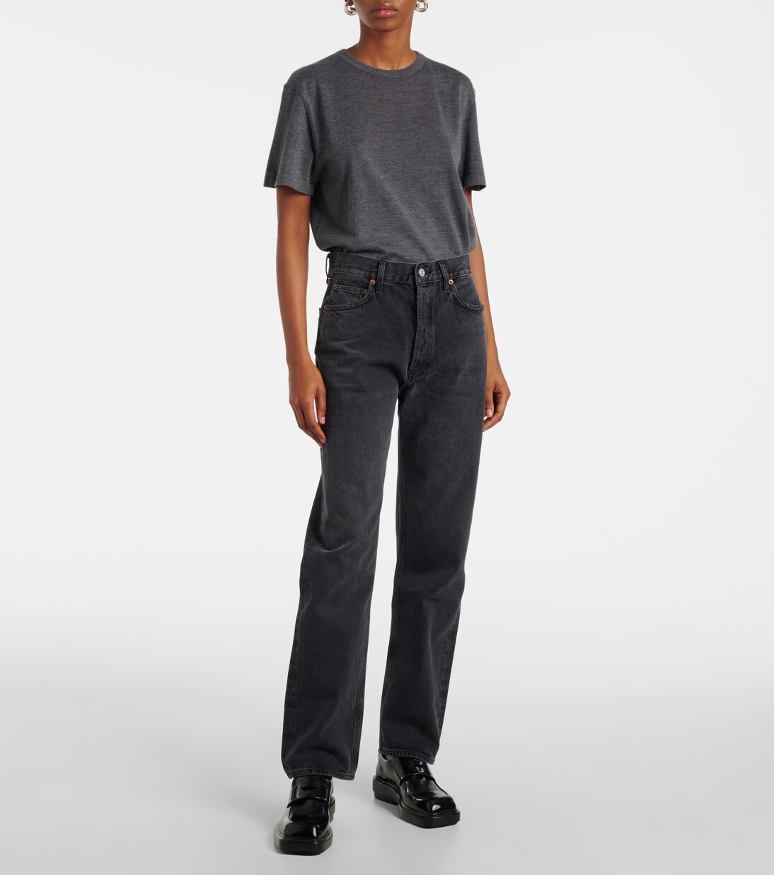 '90s Pinch Waist high-rise straight jeans in black - Agolde | Mytheresa