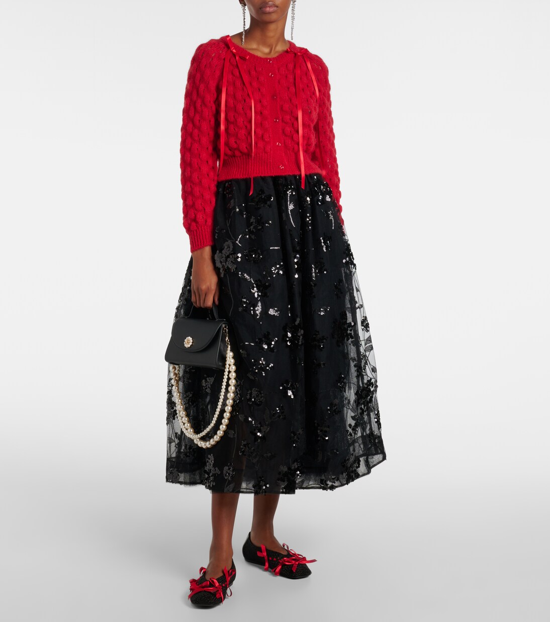 Sequined tulle midi skirt in black - Simone Rocha | Mytheresa
