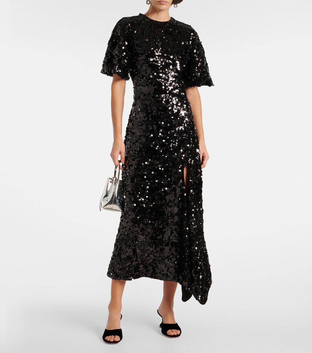 Sequined Velvet Maxi Dress In Black Ganni Mytheresa