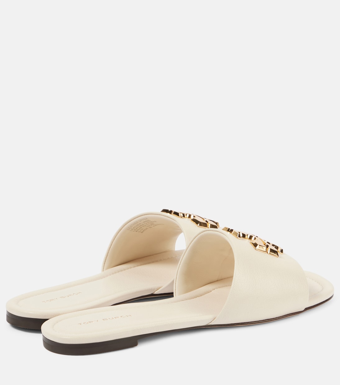 Eleanor T Monogram leather slides in white - Tory Burch | Mytheresa