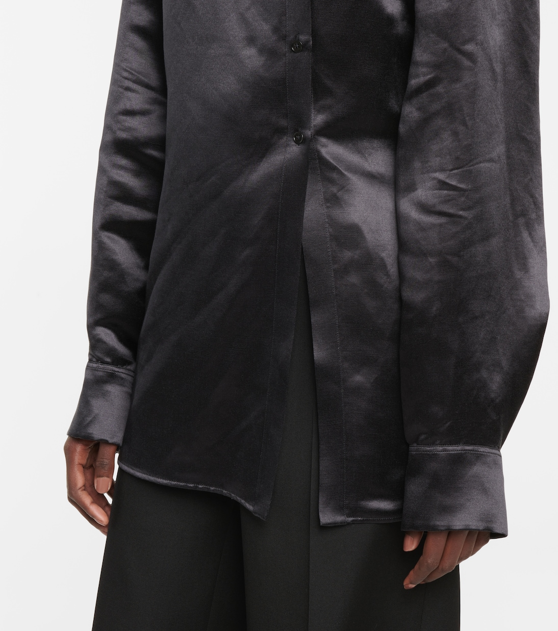 Chemise en satin de lin et soie en gris – Jil Sander | Mytheresa