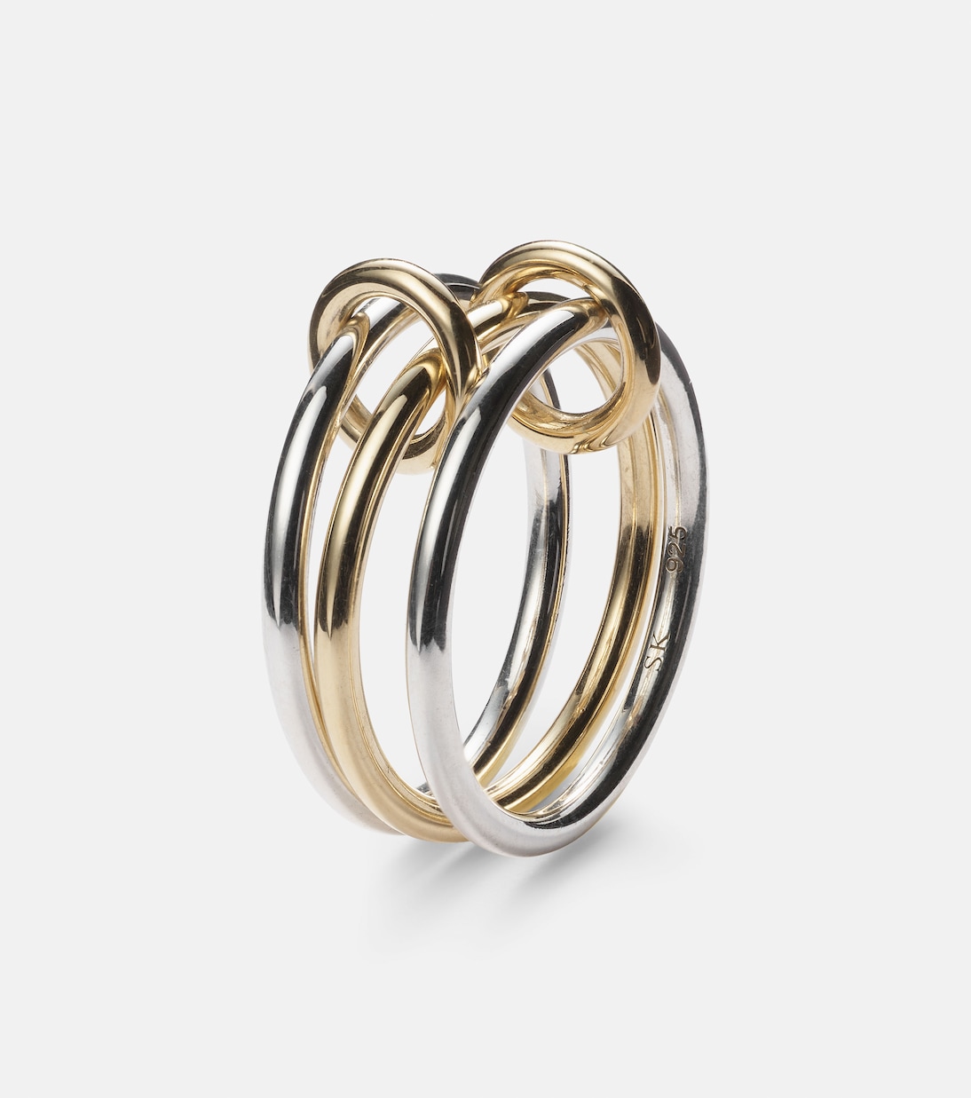 Solarium 18kt yellow gold and sterling silver linked rings in silver - Spinelli Kilcollin ...