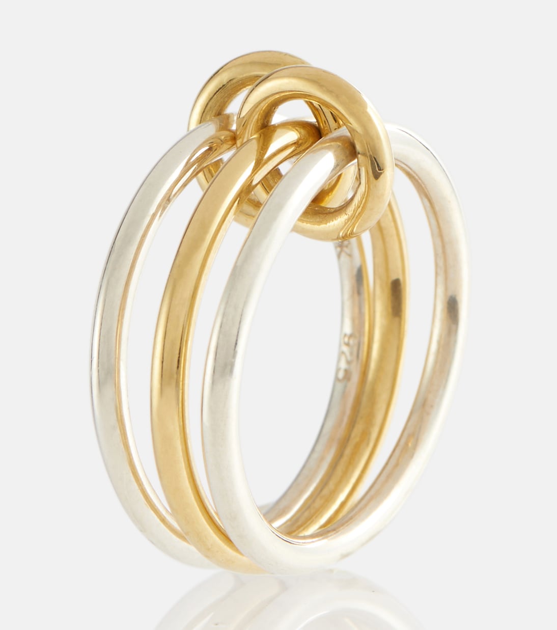 Solarium 18kt yellow gold and sterling silver linked rings in silver ...
