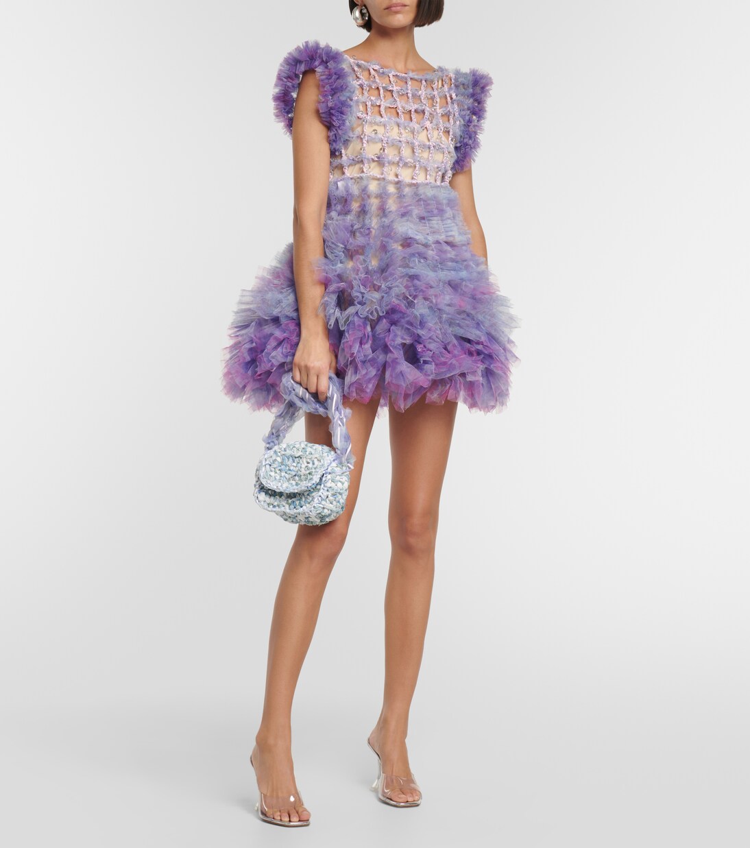 Mini crochet lace shoulder bag in blue - Susan Fang | Mytheresa