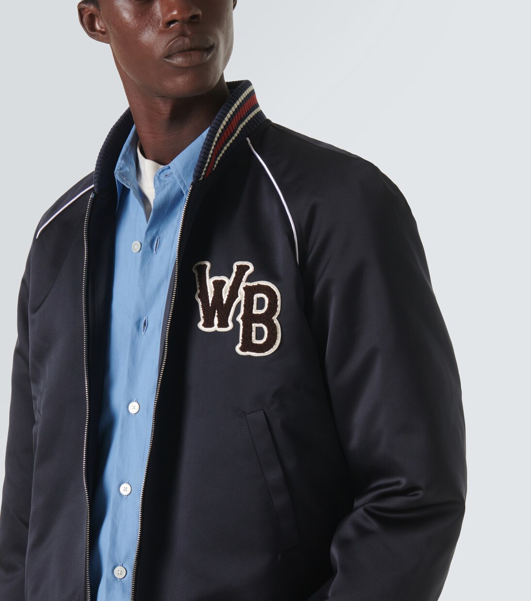 Marvel varsity jacket in blue - Wales Bonner | Mytheresa