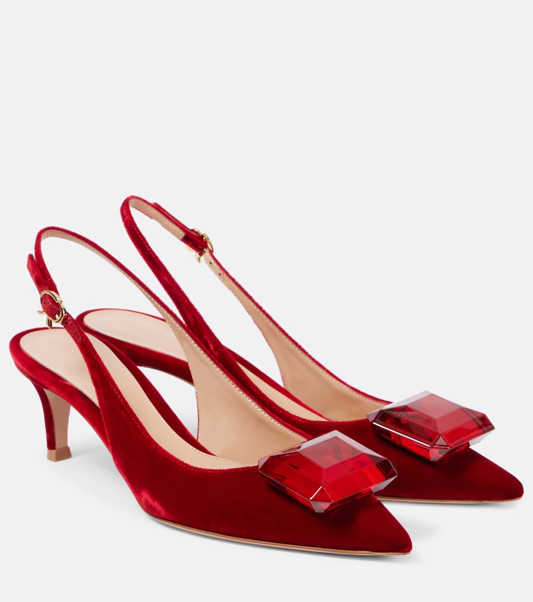 Jaipur 55 velvet slingback pumps in red - Gianvito Rossi | Mytheresa