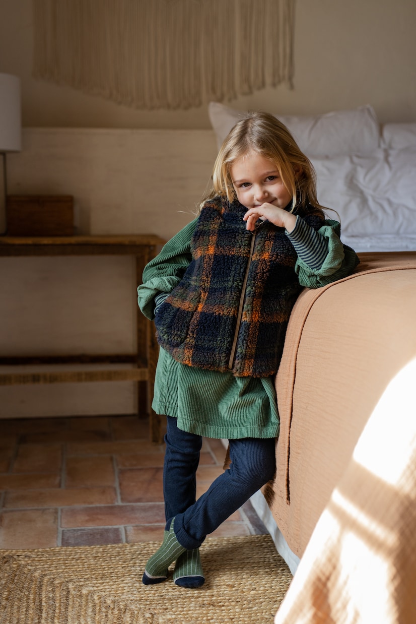 Baby Lars checked faux shearling vest in multicoloured - 1 In The ...