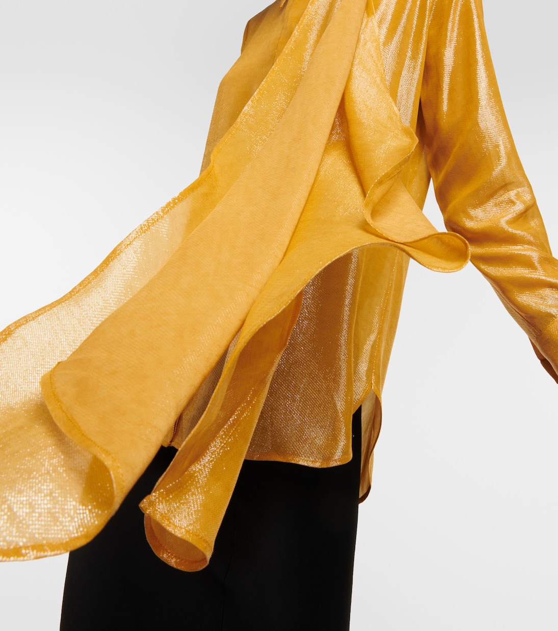 Draped tie-neck lamé blouse in yellow - Victoria Beckham | Mytheresa