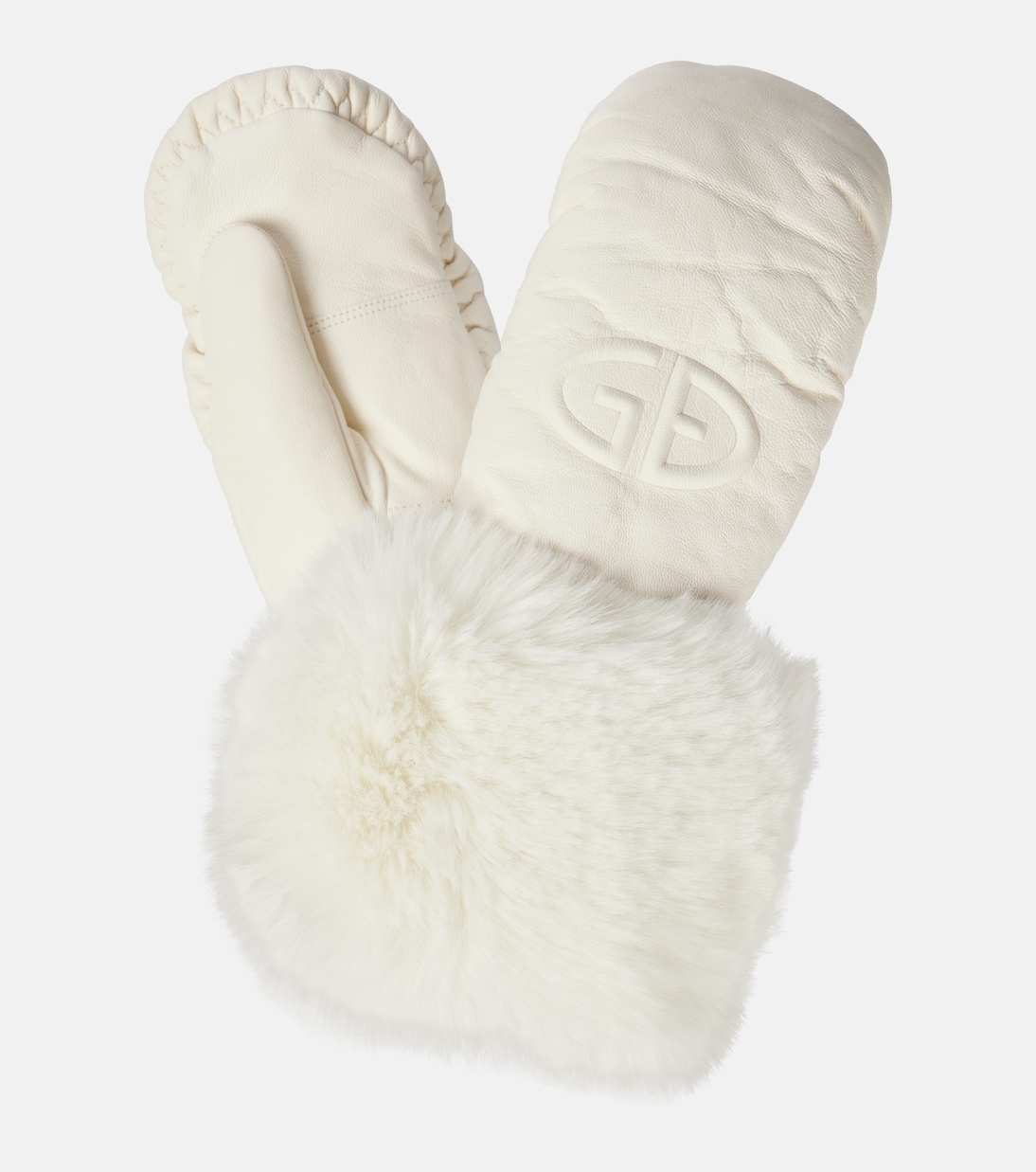 Adore logo faux fur-trimmed mittens in white - Goldbergh | Mytheresa