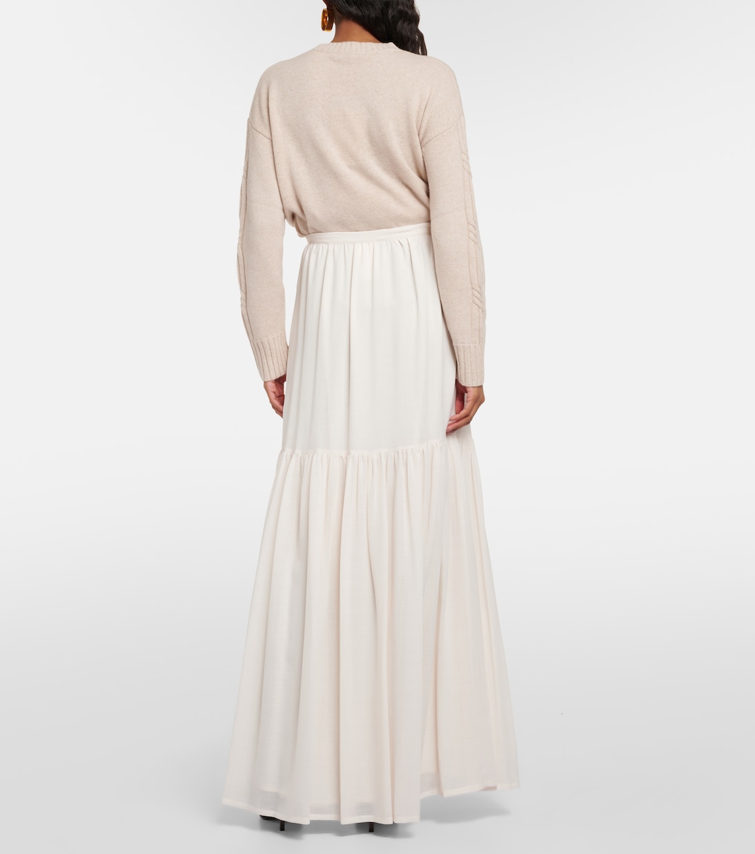 Cafila pleated virgin wool maxi skirt in white - Max Mara | Mytheresa
