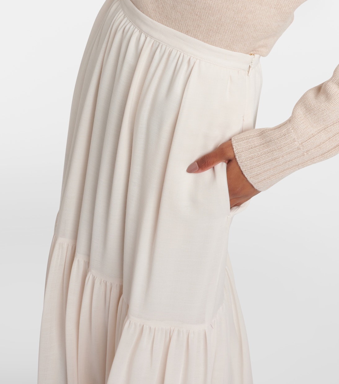 Cafila pleated virgin wool maxi skirt in white - Max Mara | Mytheresa